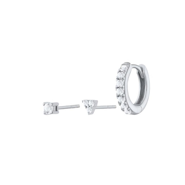 Everyday Ear Party White/Silver Dainty & Hypoallergenic